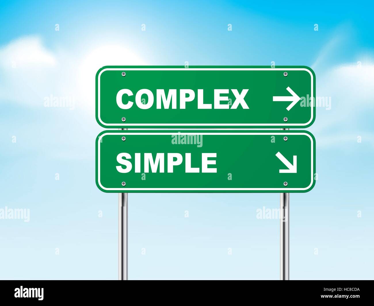 3d road sign with complex and simple isolated on blue background Stock ...