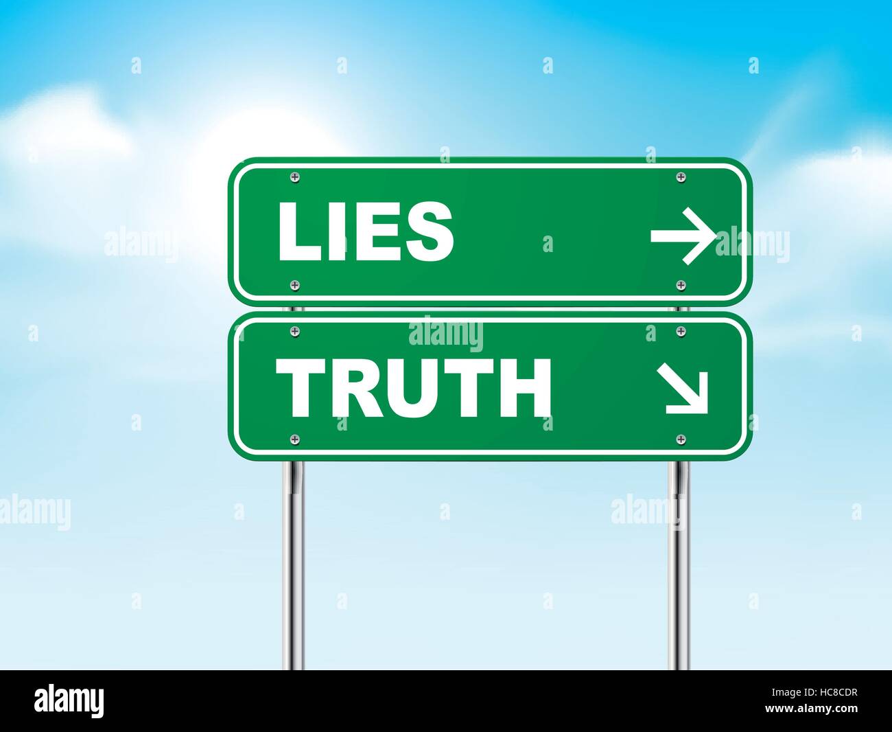 3d road sign with lies and truth isolated on blue background Stock ...