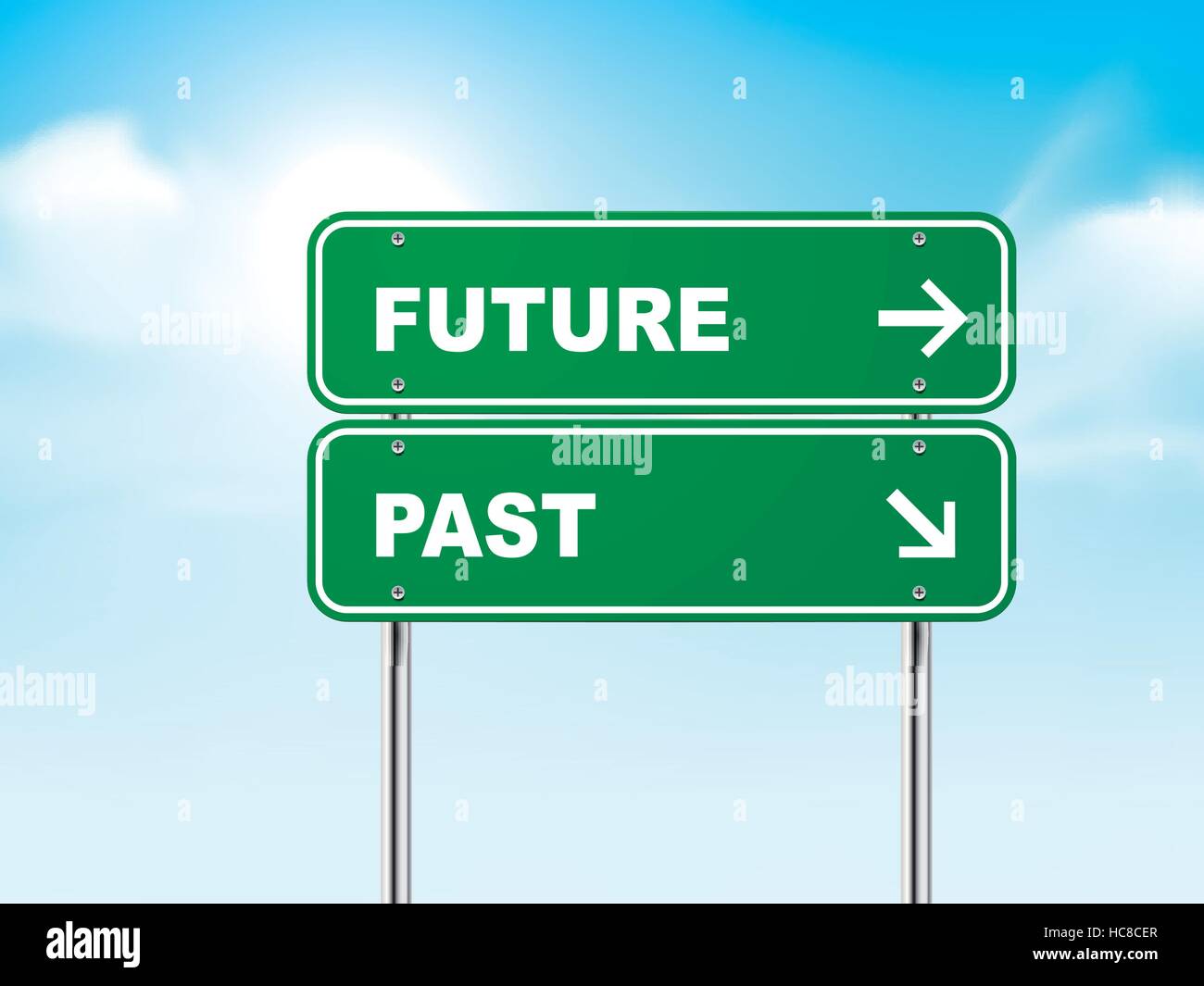 3d road sign with future and past isolated on blue background Stock ...