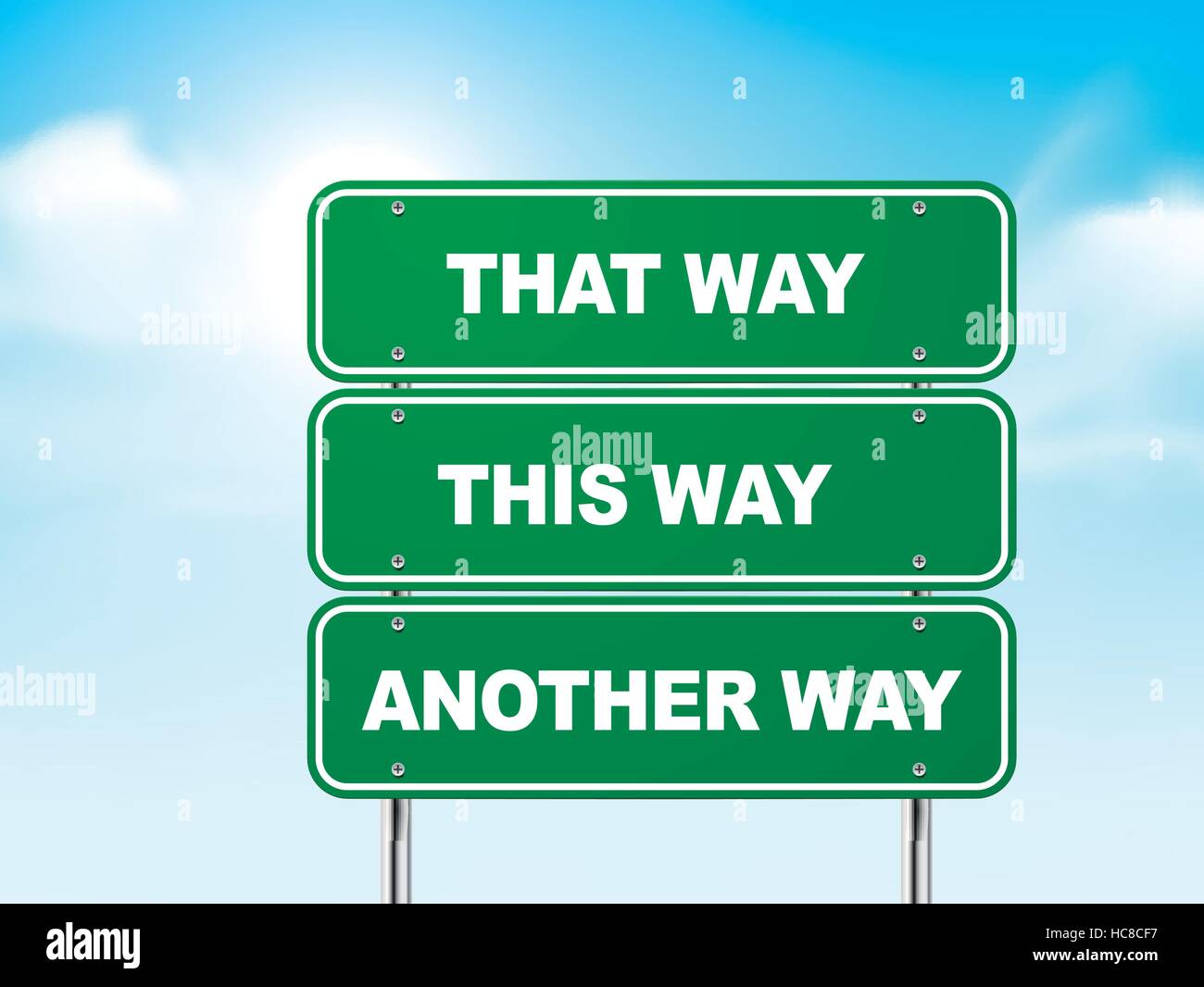 3d road sign with different directions isolated on blue background ...