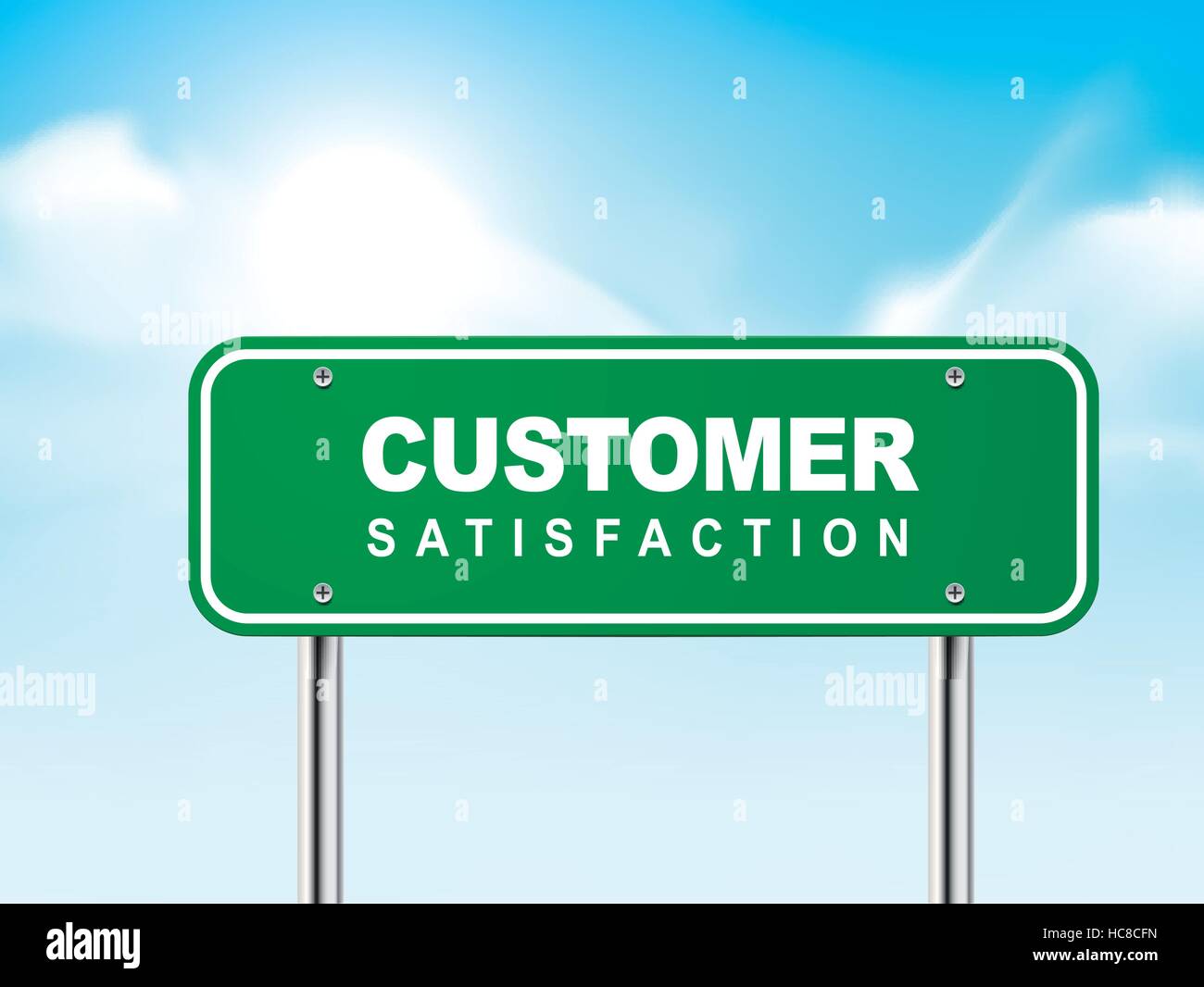 3d customer satisfaction road sign isolated on blue background Stock ...