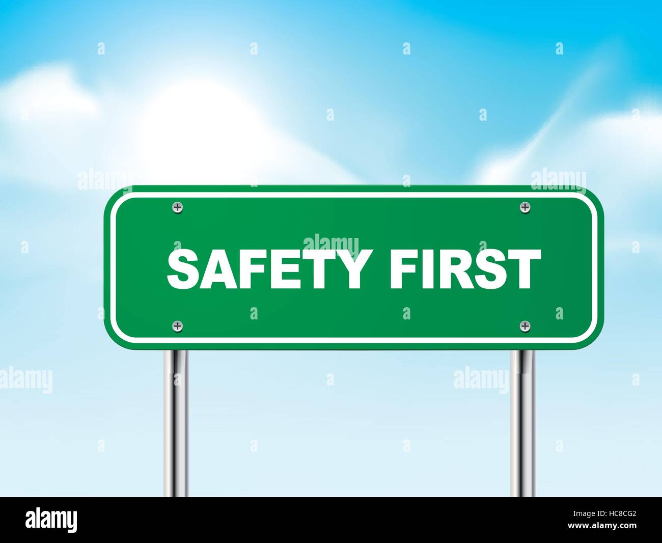 3d safety first road sign isolated on blue background Stock Vector Image & Art - Alamy