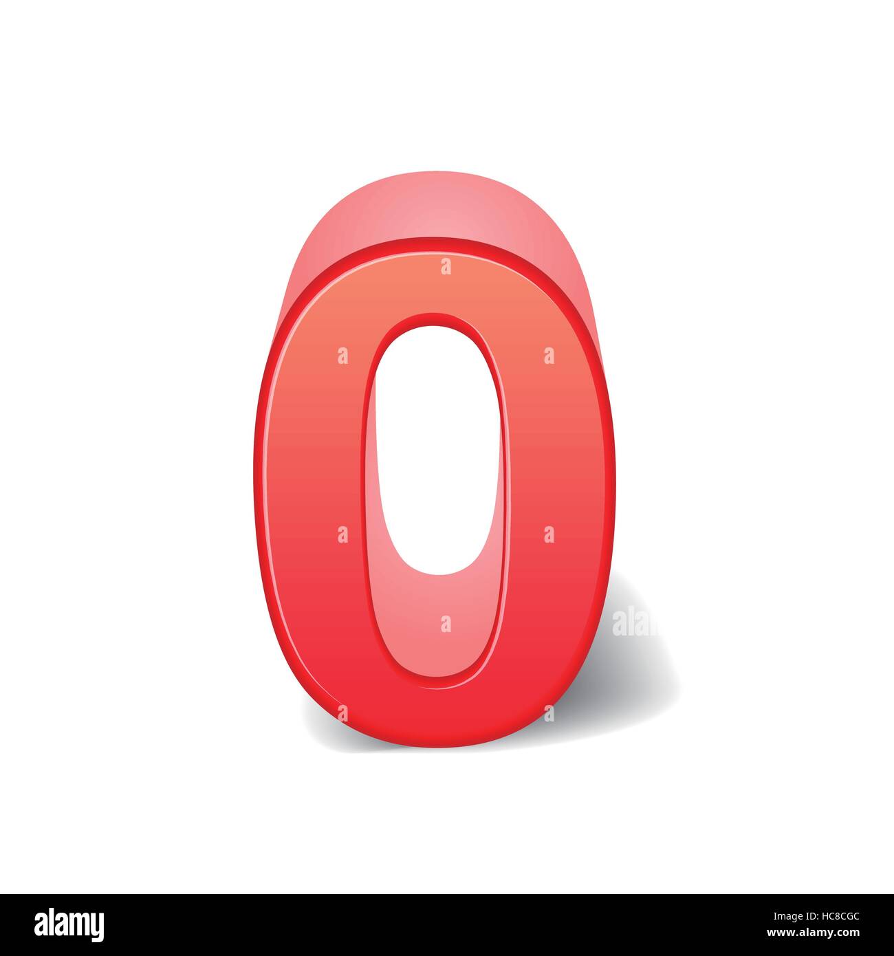 3d shiny red number 0 isolated on white background Stock Vector Image ...