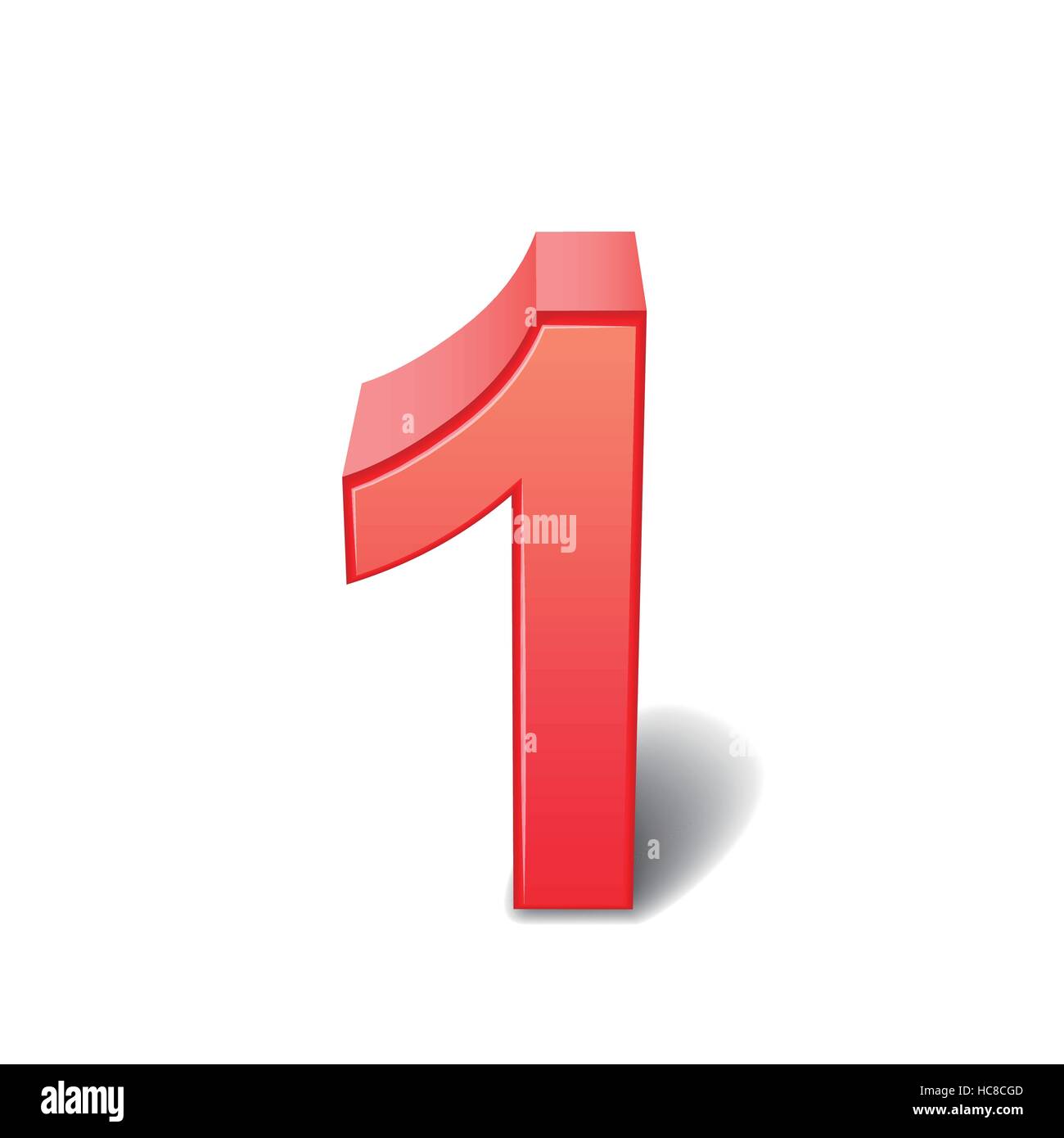 3d shiny red number 1 isolated on white background Stock Vector Image ...
