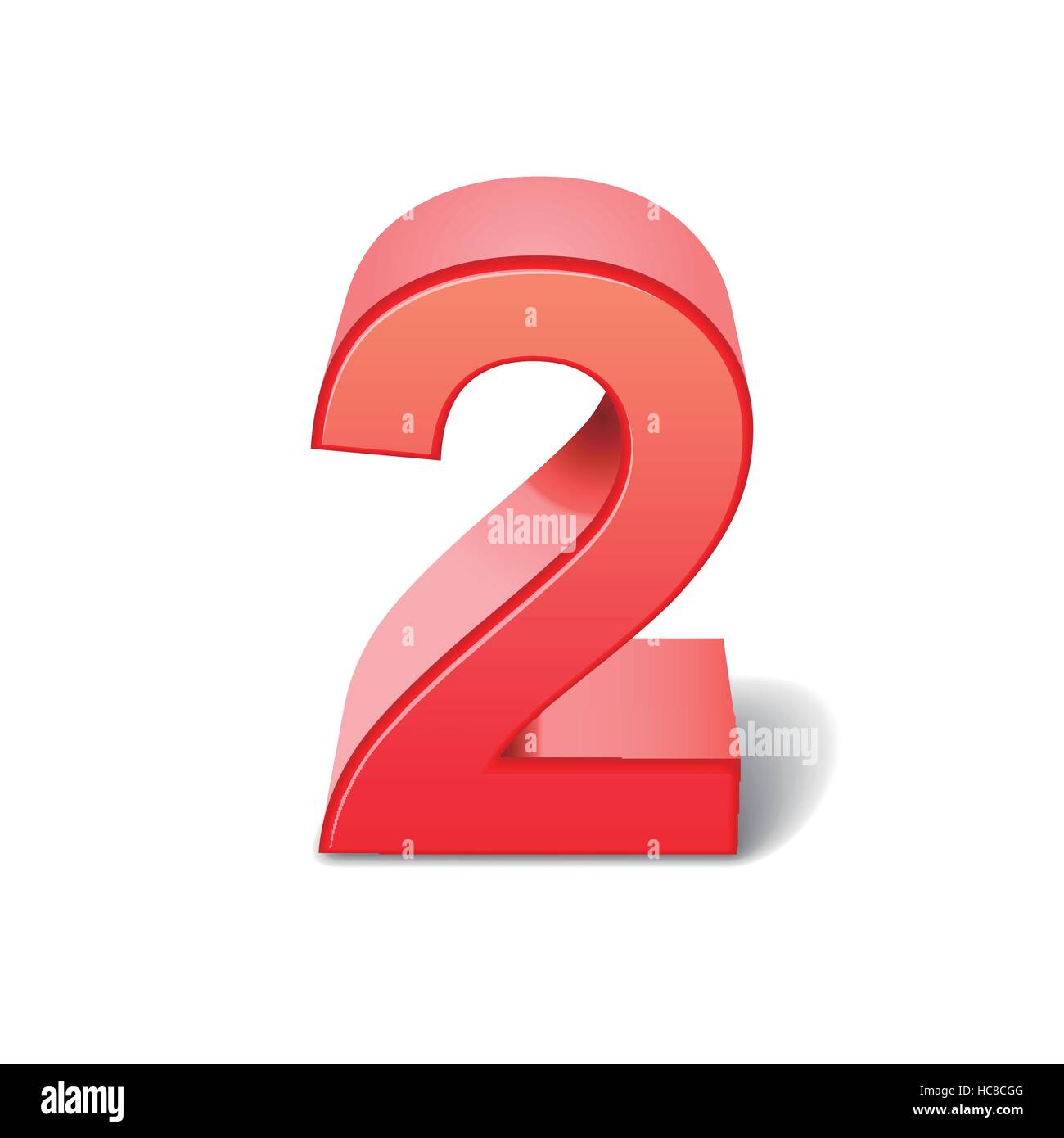 3d shiny red number 2 isolated on white background Stock Vector Image ...