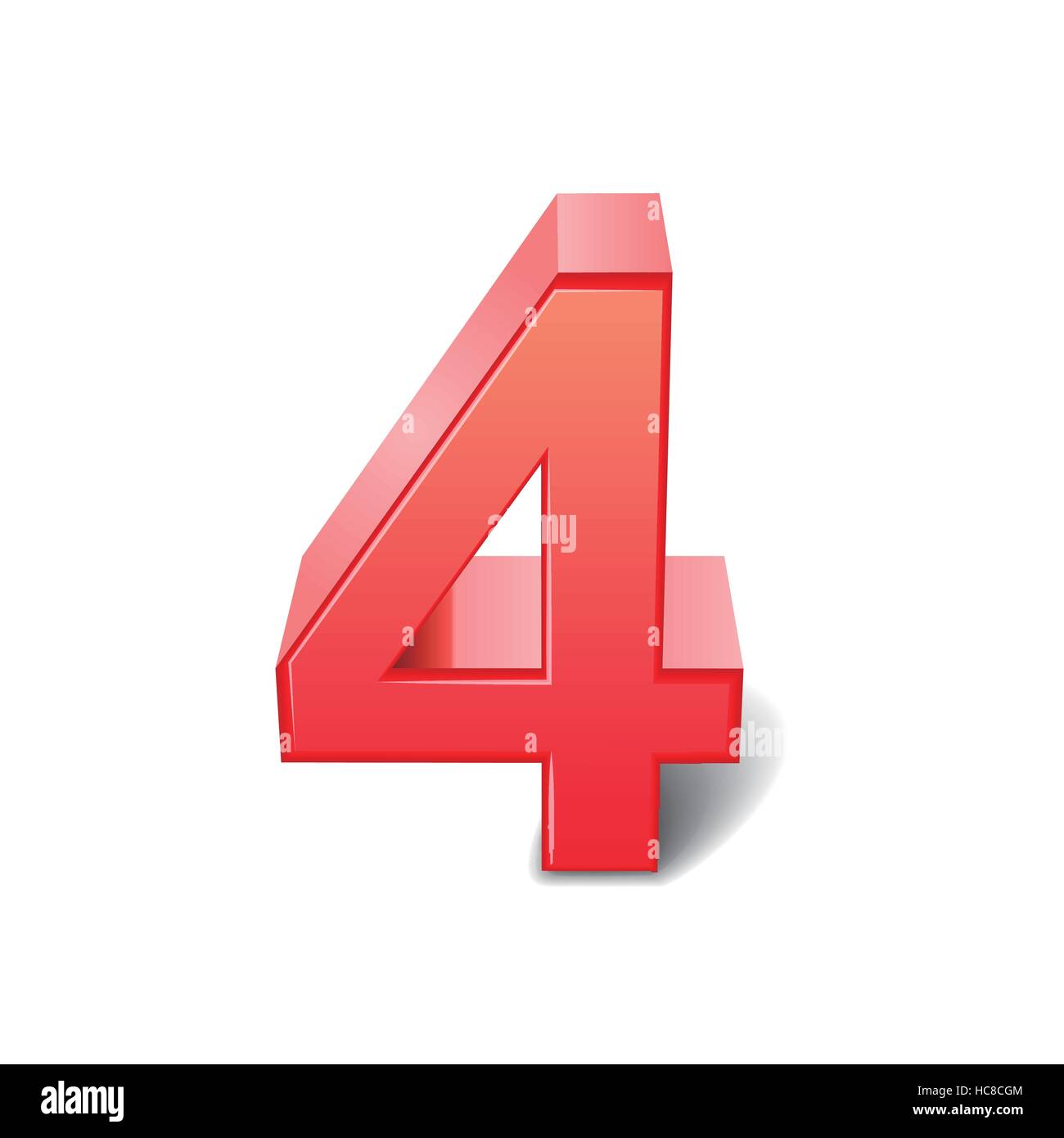 3d shiny red number 4 isolated on white background Stock Vector Image ...