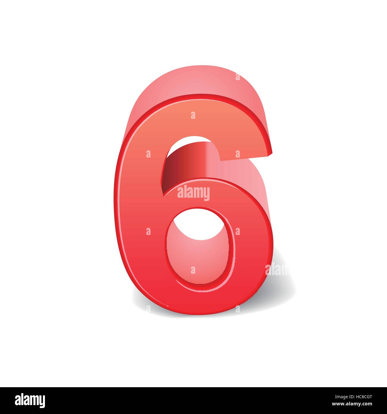 3d shiny red number 6 isolated on white background Stock Vector Image ...