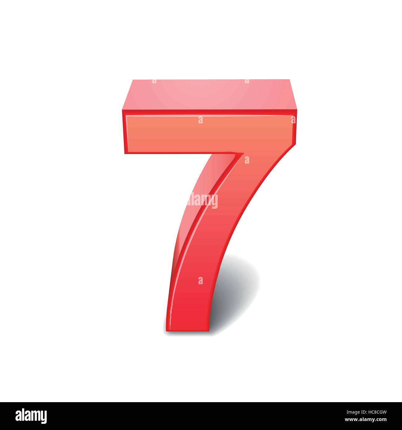 3d shiny red number 7 isolated on white background Stock Vector Image ...