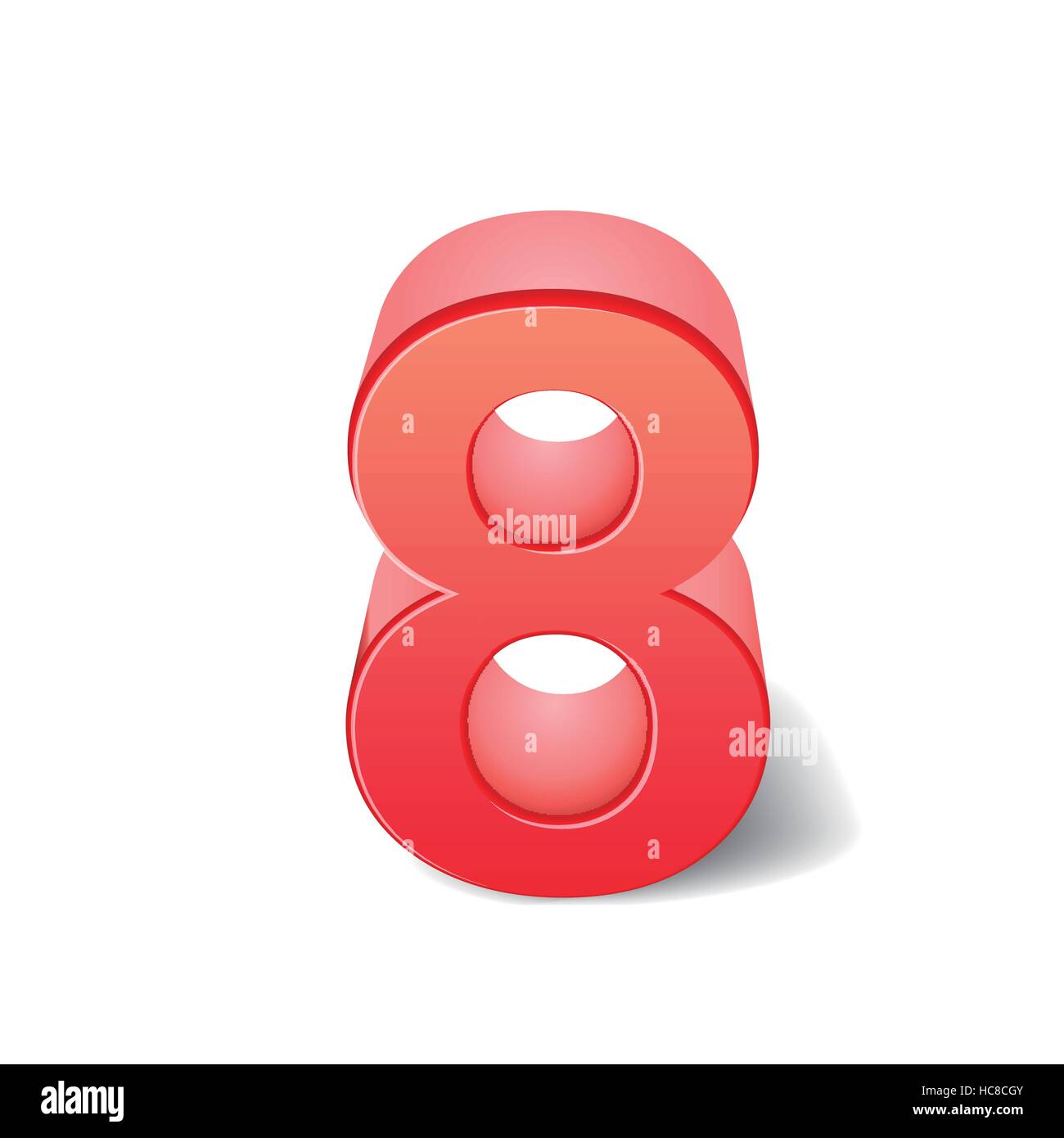 3d shiny red number 8 isolated on white background Stock Vector Image ...