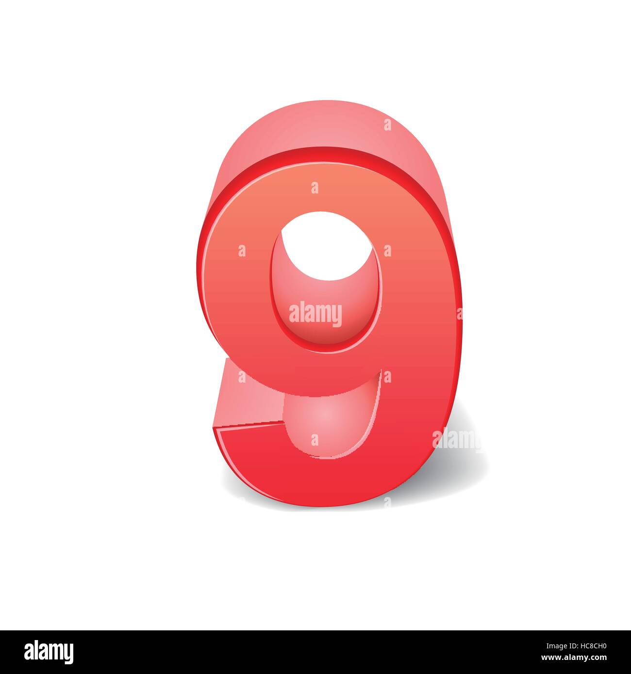 3d shiny red number 9 isolated on white background Stock Vector Image ...