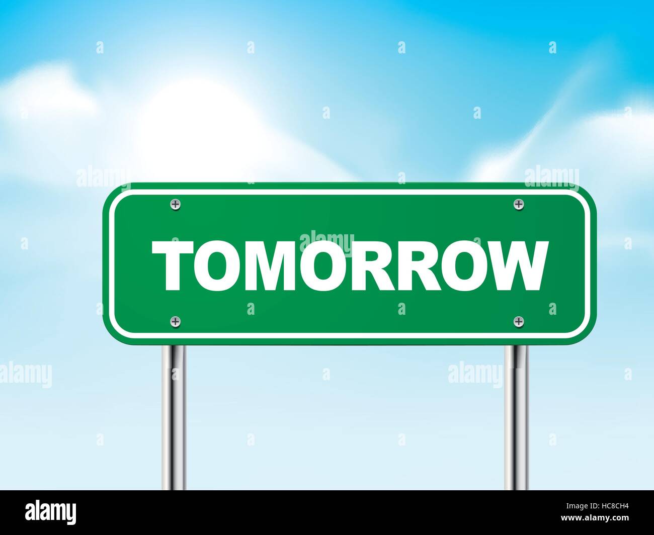 3d tomorrow road sign isolated on blue background Stock Vector Image ...