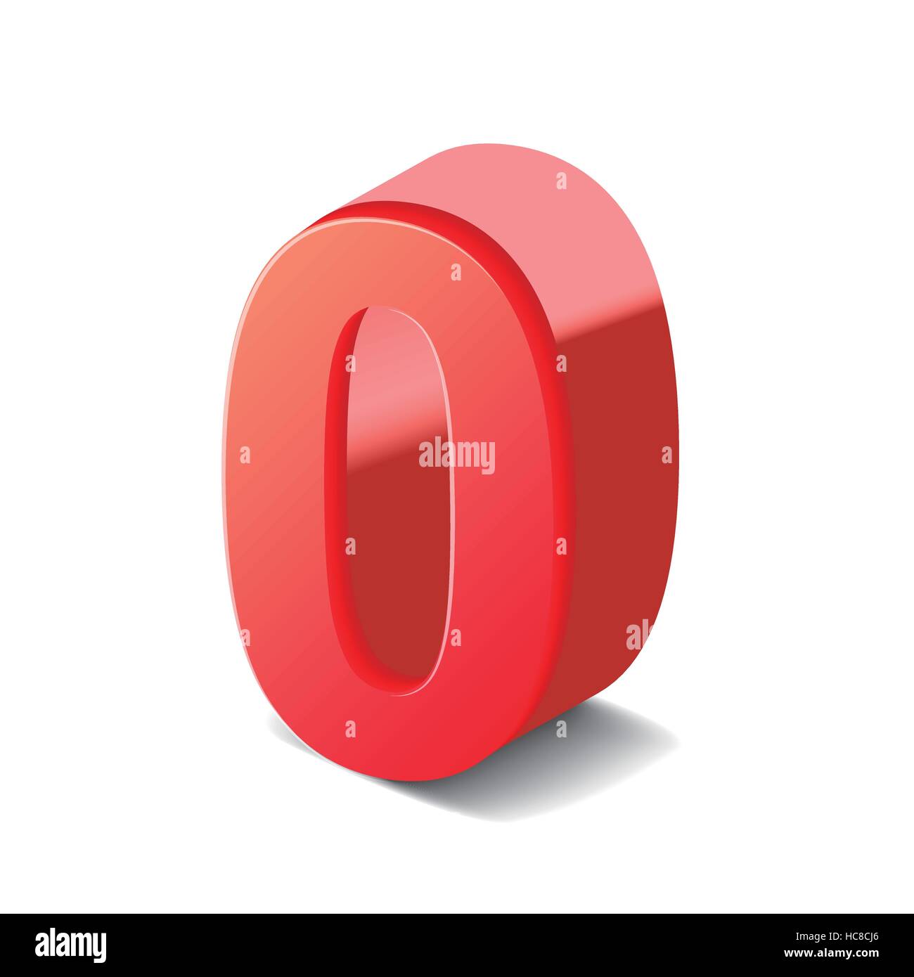 3d shiny red number 0 isolated on white background Stock Vector Image ...