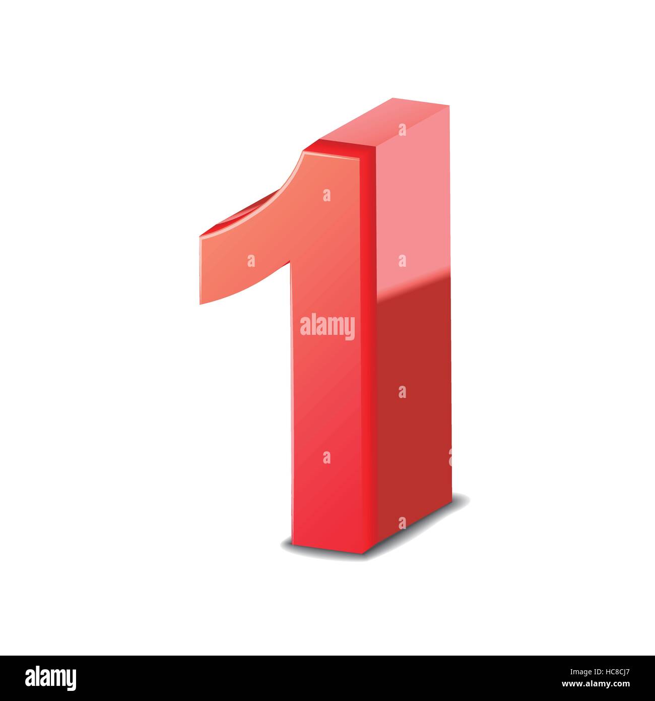 3d shiny red number 1 isolated on white background Stock Vector Image ...