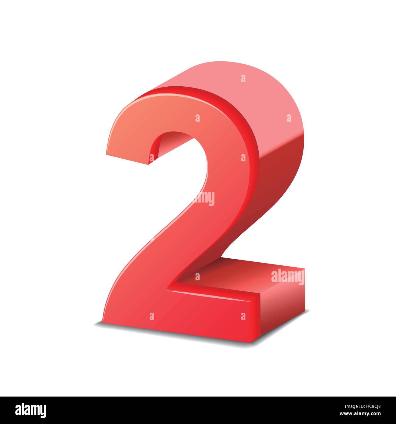 3d shiny red number 2 isolated on white background Stock Vector Image ...