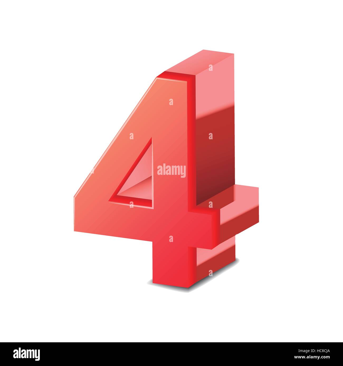 3d shiny red number 4 isolated on white background Stock Vector Image ...