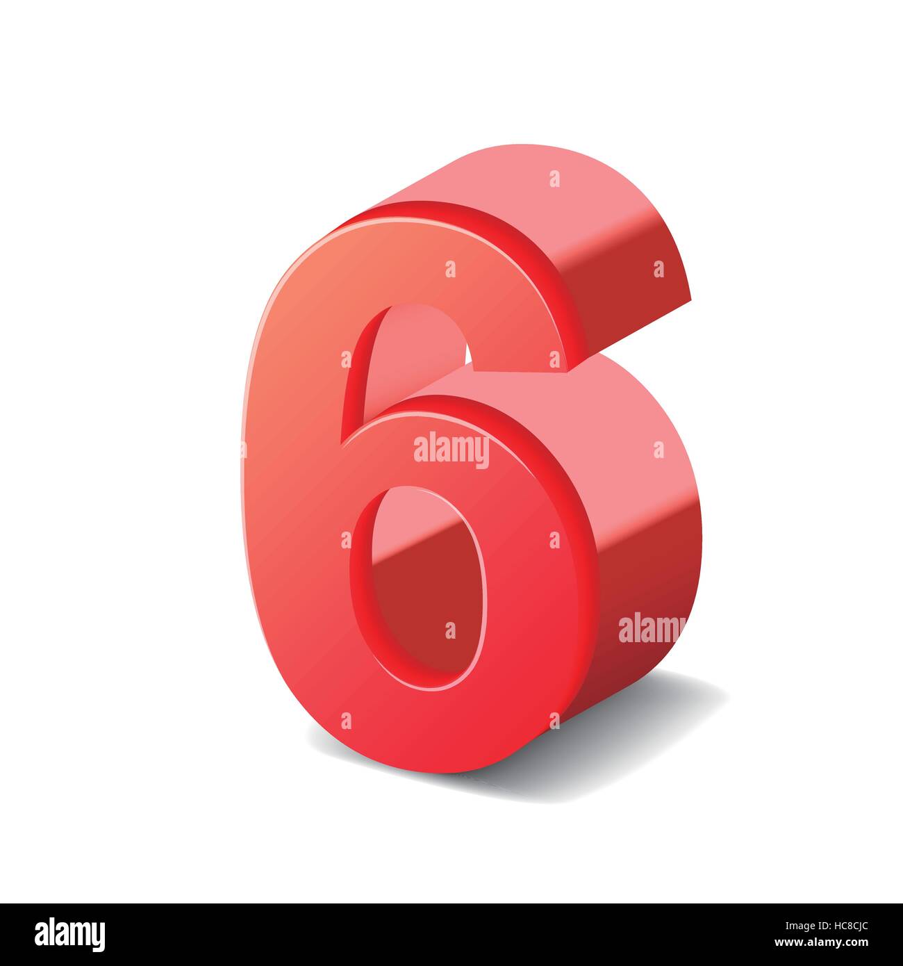 3d shiny red number 6 isolated on white background Stock Vector Image ...
