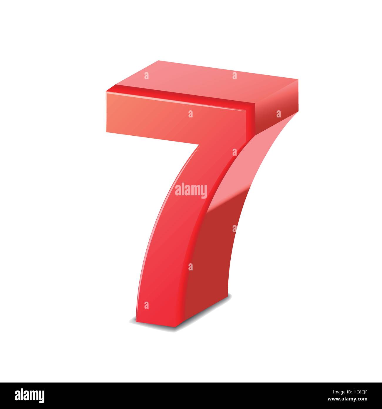 3d shiny red number 7 isolated on white background Stock Vector Image ...
