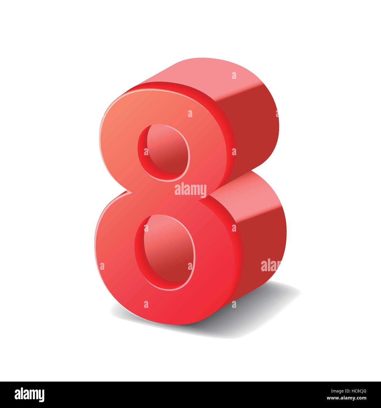 3d shiny red number 8 isolated on white background Stock Vector Image ...