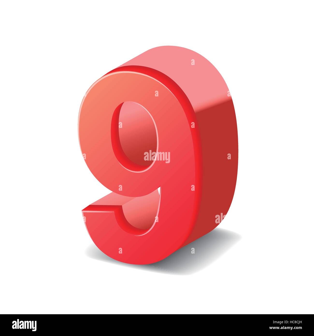 3d shiny red number 9 isolated on white background Stock Vector Image ...