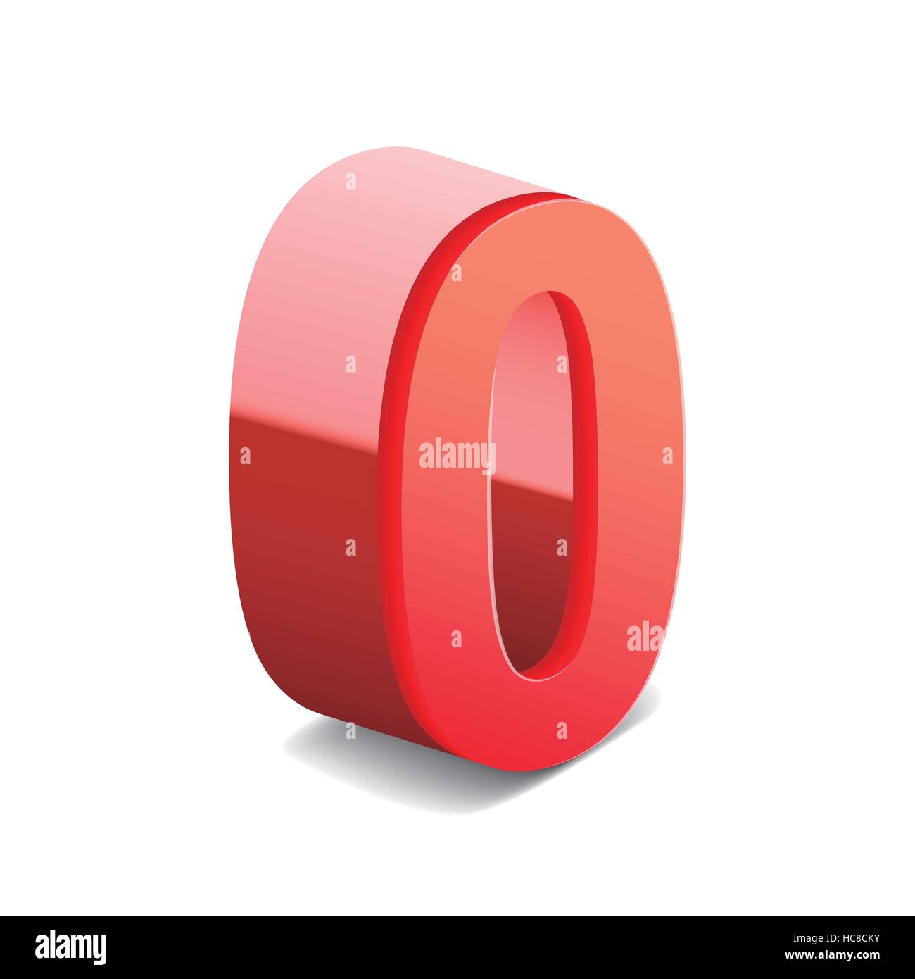 3d shiny red number 0 isolated on white background Stock Vector Image ...