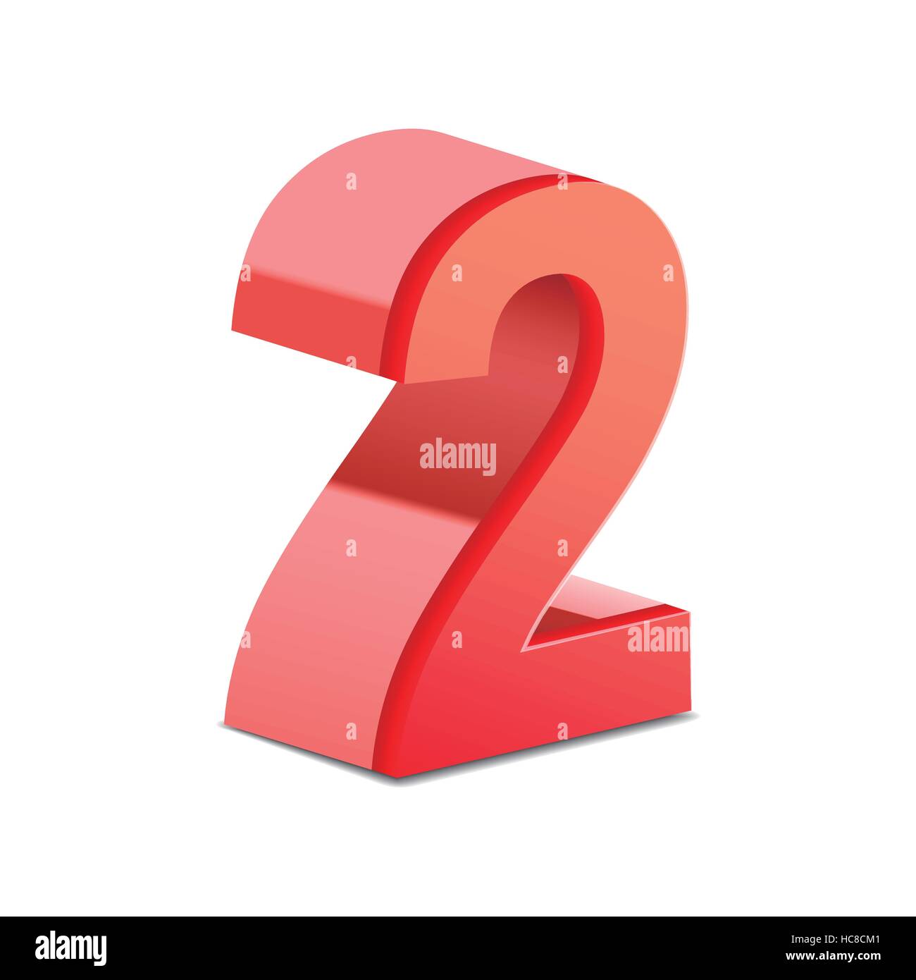 3d shiny red number 2 isolated on white background Stock Vector Image ...