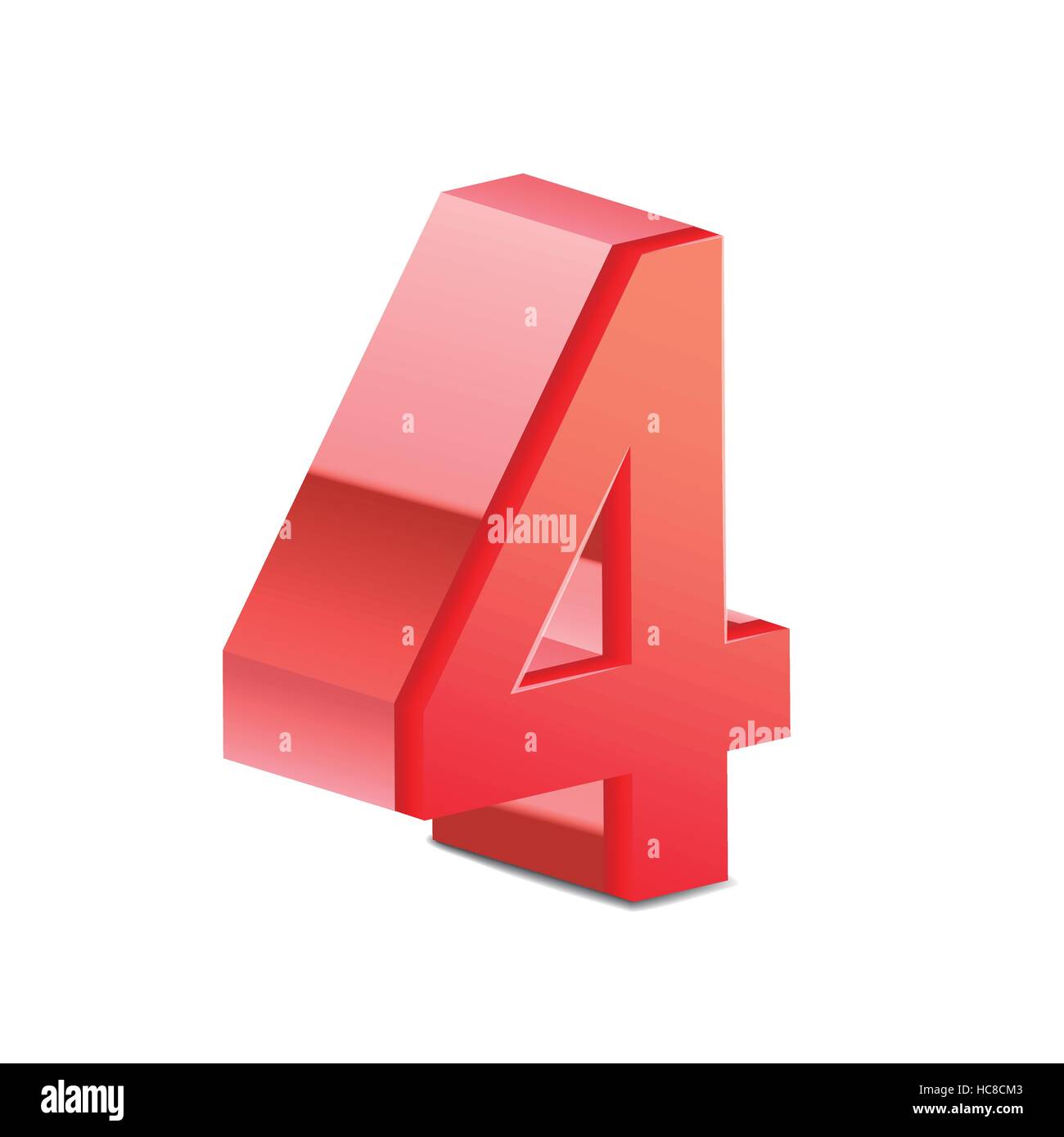 3d shiny red number 4 isolated on white background Stock Vector Image ...