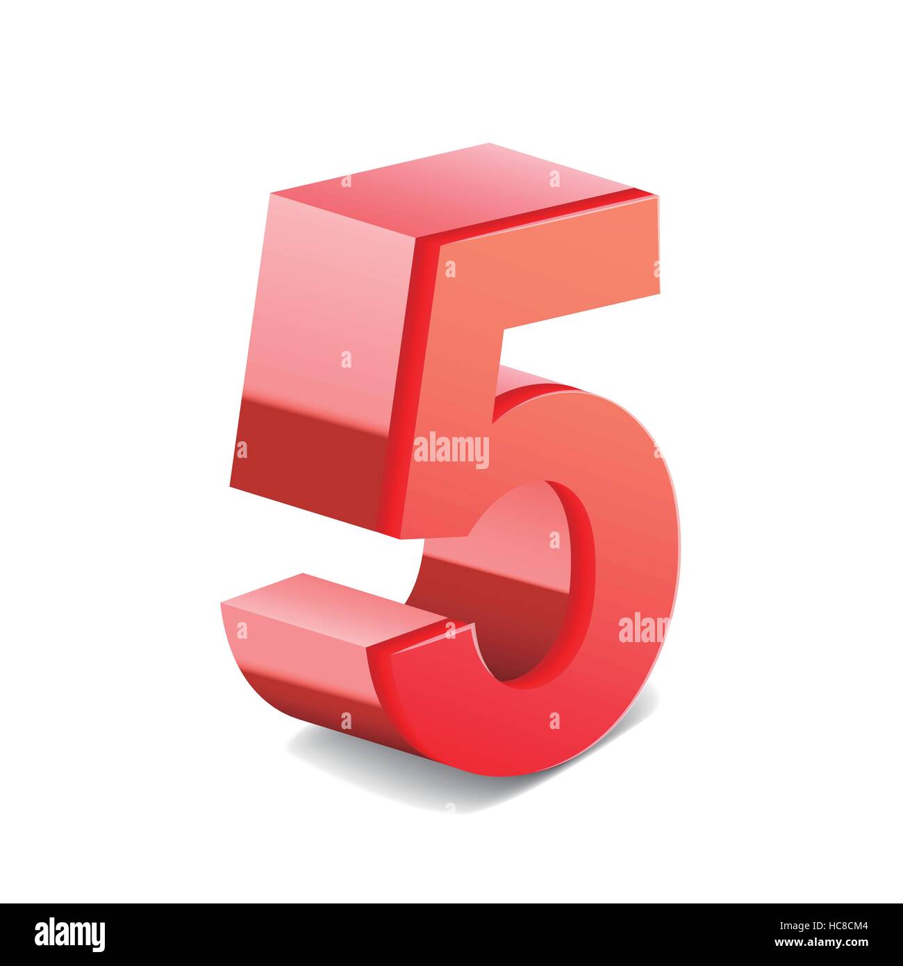 3d shiny red number 5 isolated on white background Stock Vector Image ...