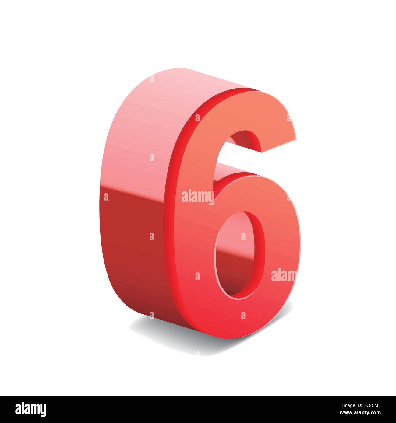 3d shiny red number 6 isolated on white background Stock Vector Image ...