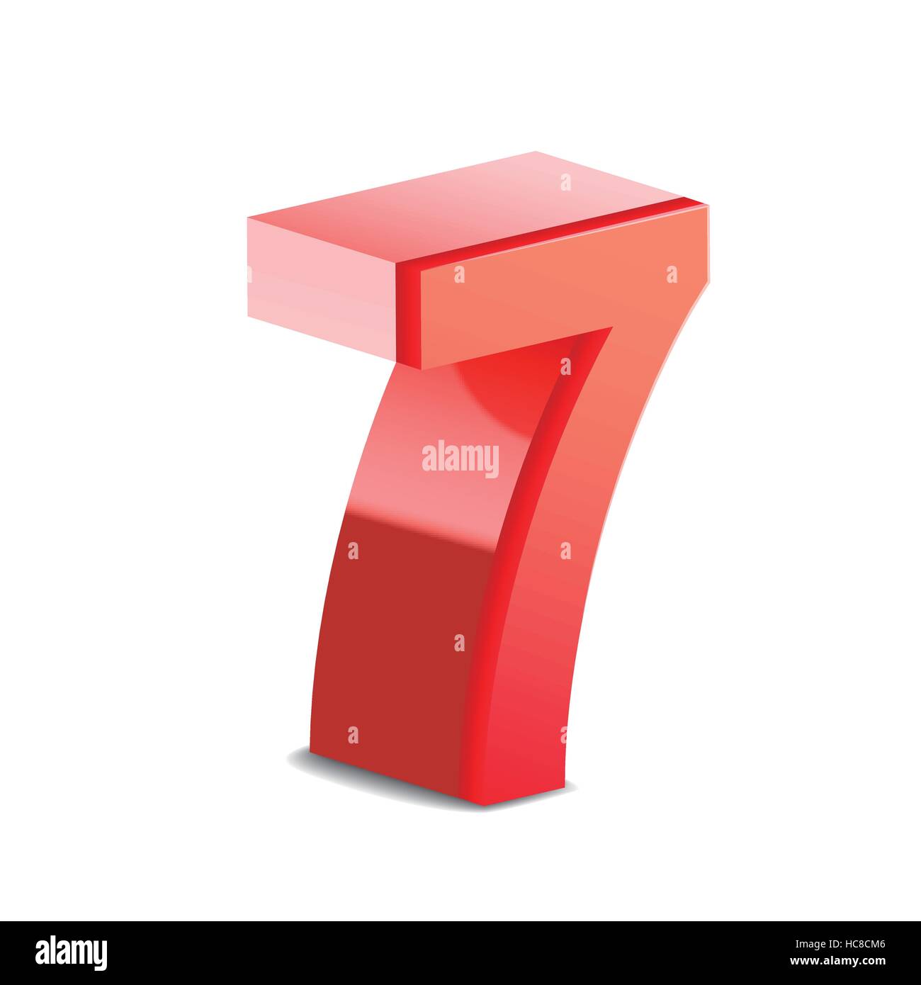 3d shiny red number 7 isolated on white background Stock Vector Image ...