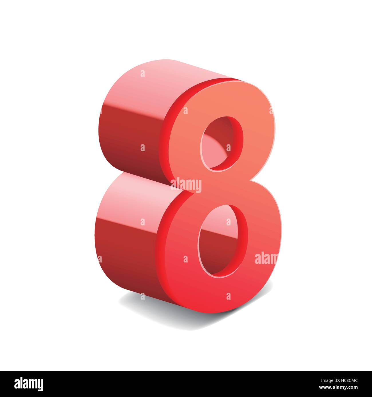 3d shiny red number 8 isolated on white background Stock Vector Image ...