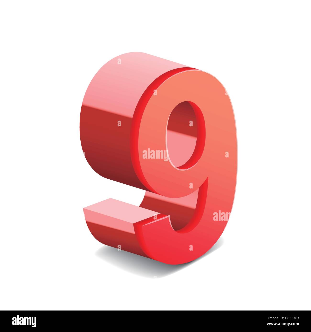 3d shiny red number 9 isolated on white background Stock Vector Image ...