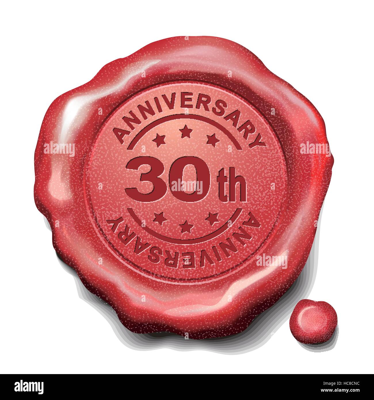 30th anniversary red wax seal over white background Stock Vector Image ...