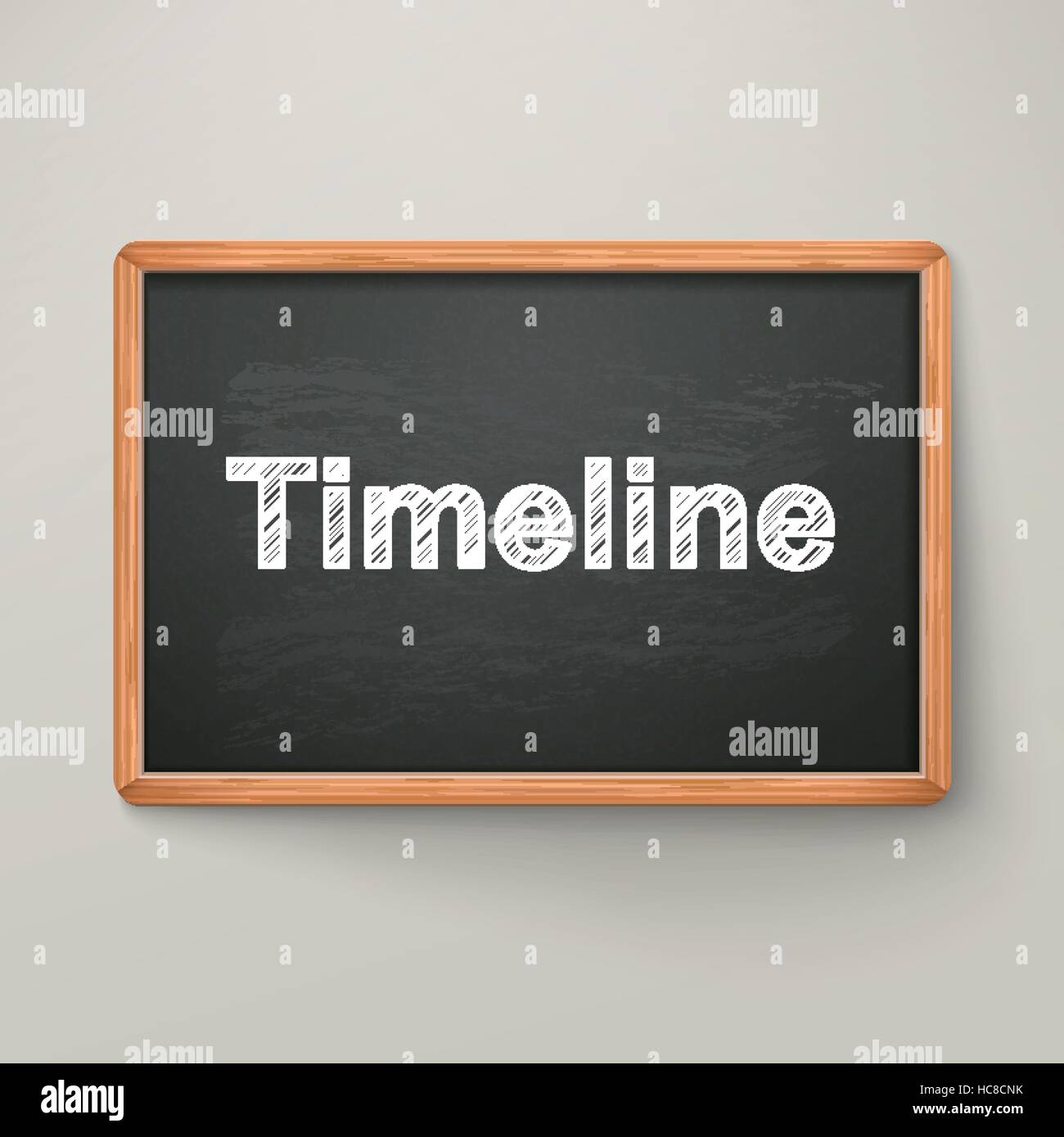 timeline on blackboard in wooden frame isolated over grey Stock Vector ...