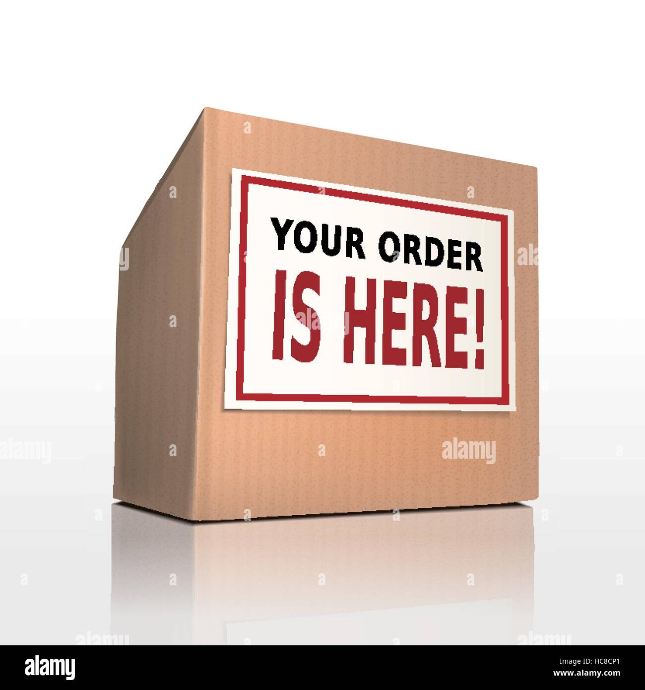 your order is here on a paper box over white background Stock Vector ...