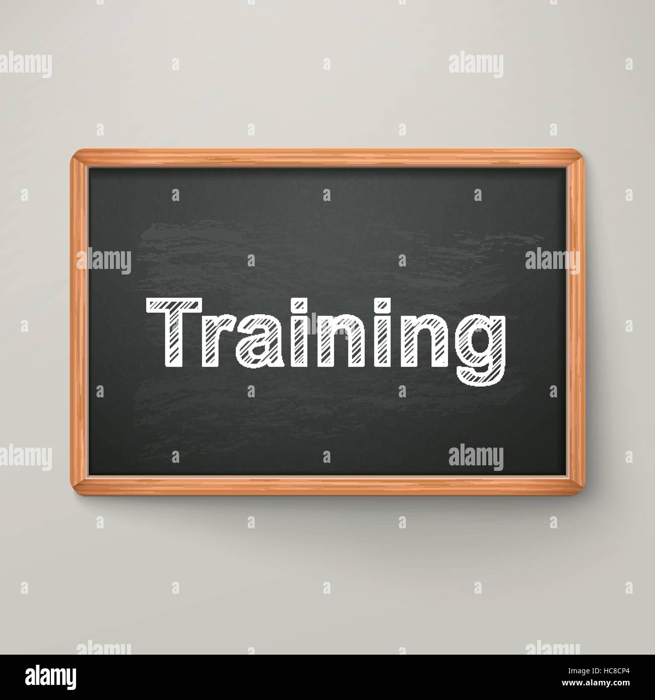 training on blackboard in wooden frame isolated over grey Stock Vector ...