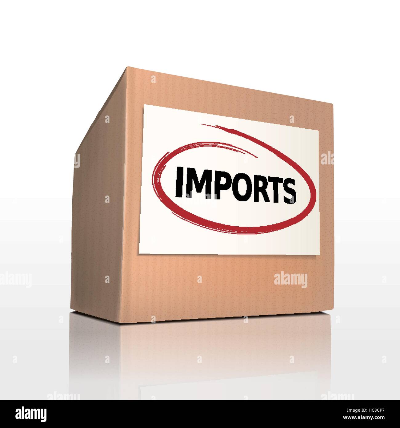 the word imports on a paper box over white background Stock Vector ...