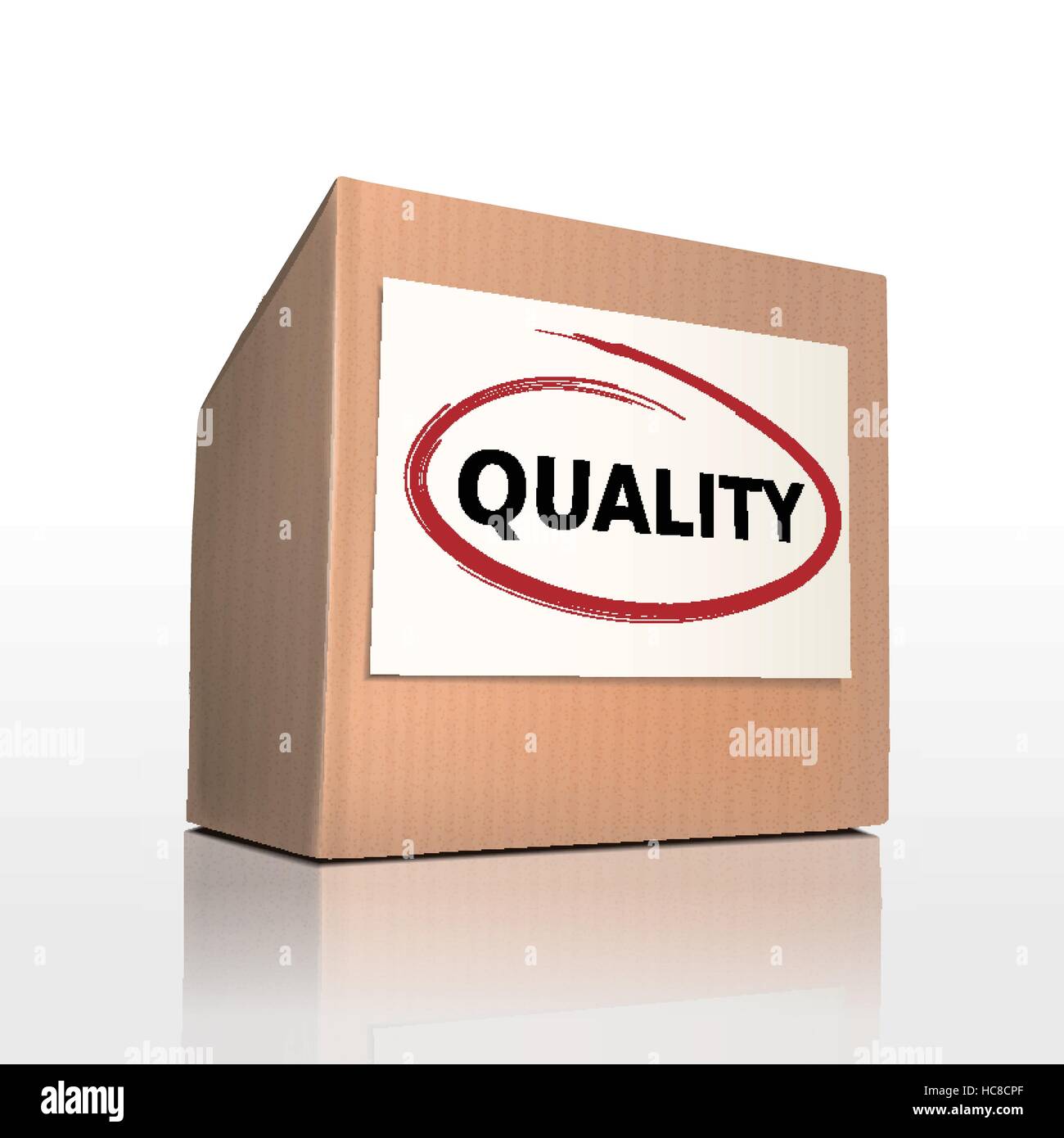 the word quality on a paper box over white background Stock Vector ...