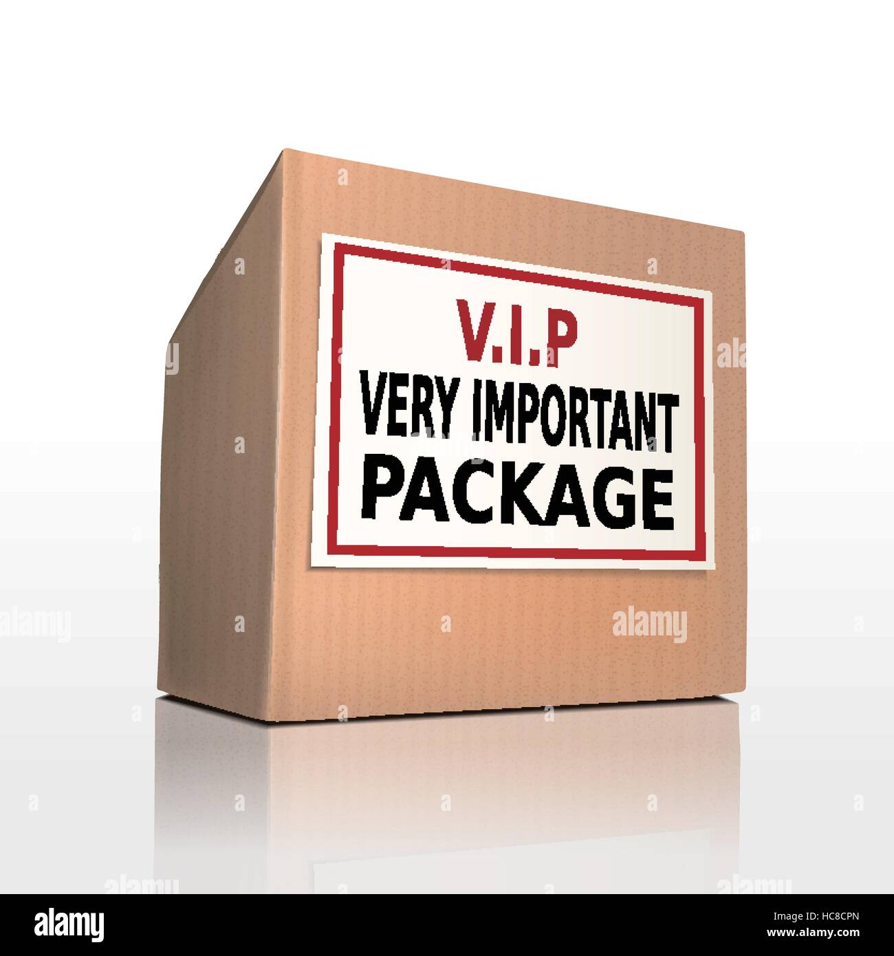 very important package on a paper box over white background Stock ...