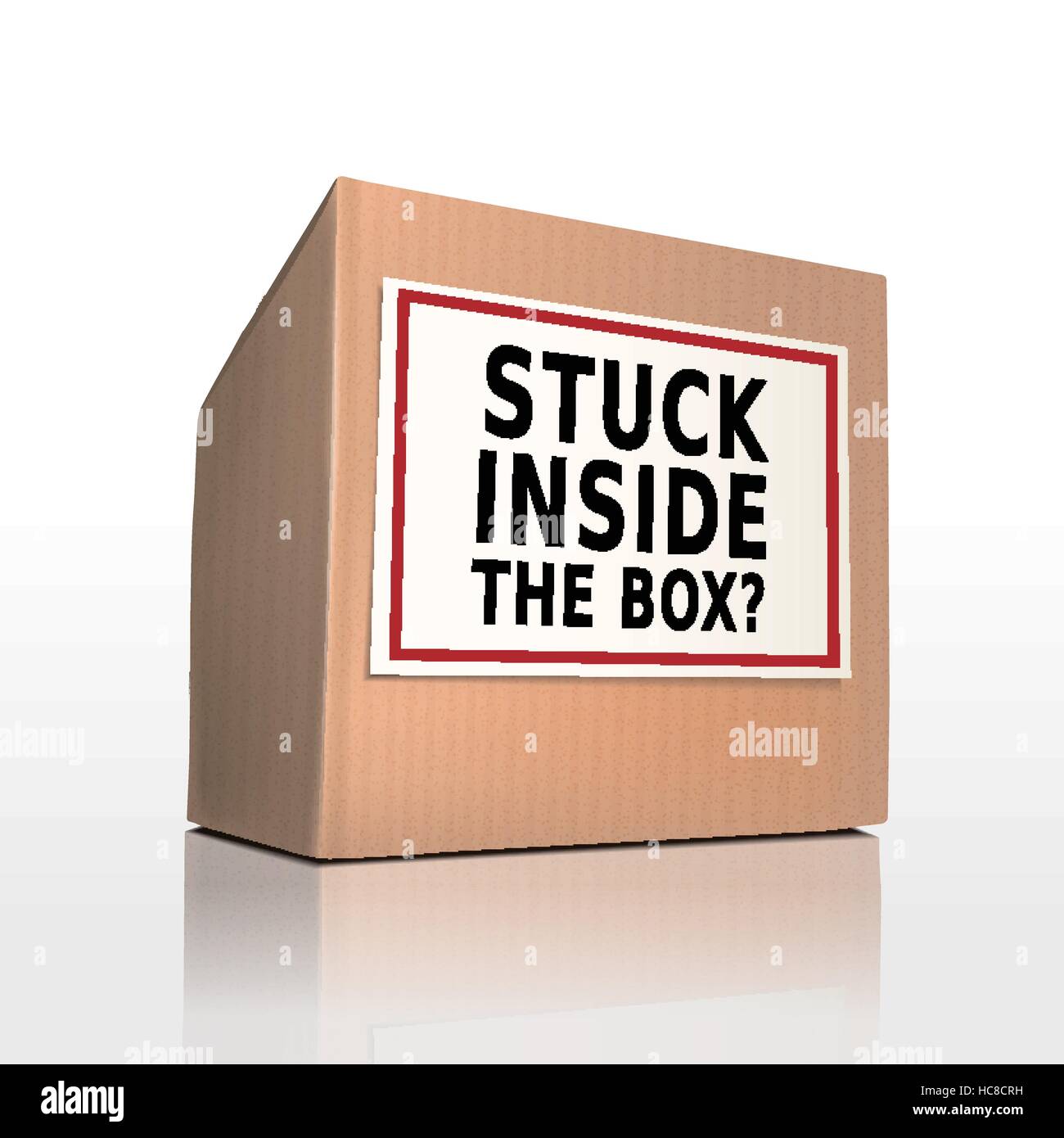 stuck inside the box on a paper box over white background Stock Vector ...