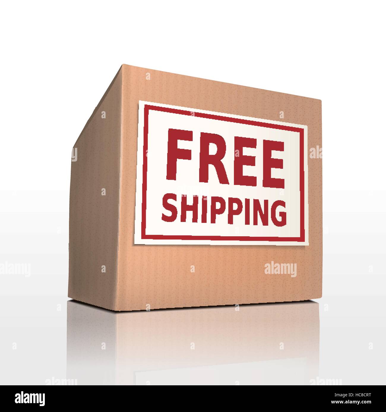 free shipping on a paper box over white background Stock Vector Image ...