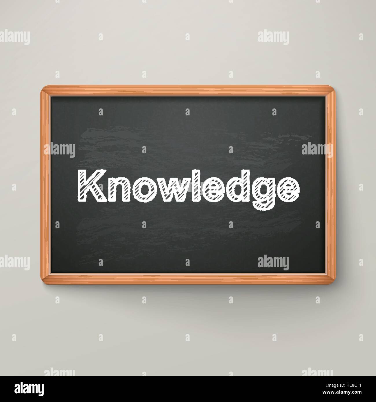 knowledge on blackboard in wooden frame isolated over grey Stock Vector ...