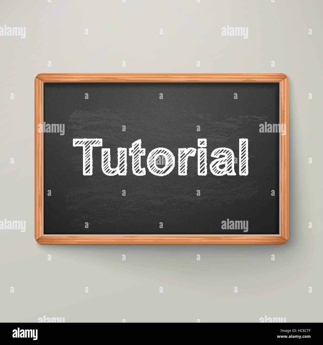 tutorial on blackboard in wooden frame isolated over grey Stock Vector ...