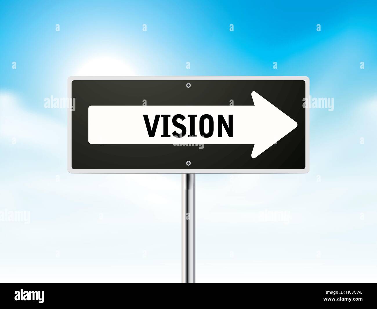 vision on black road sign isolated over sky Stock Vector Image & Art ...