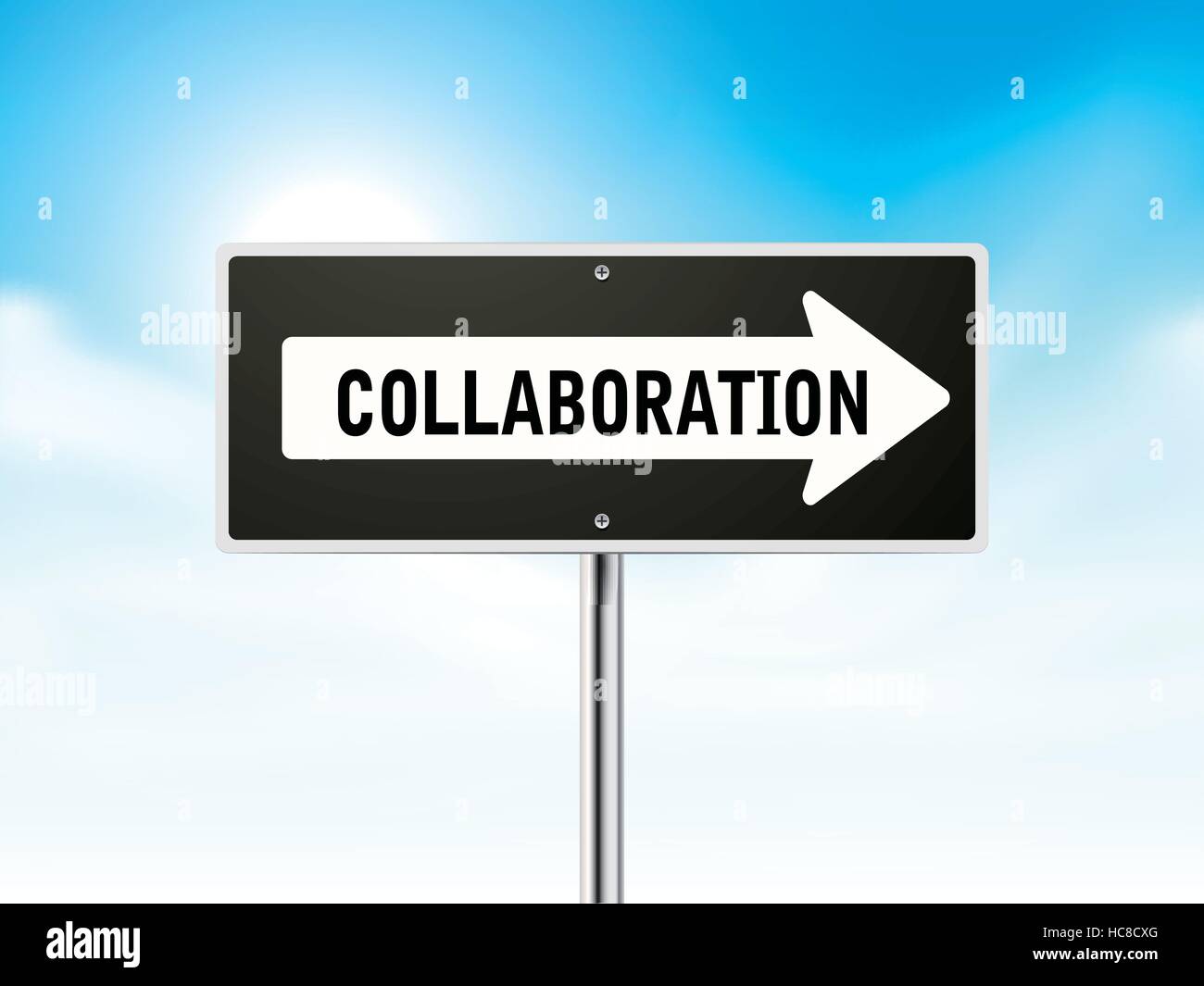 collaboration on black road sign isolated over sky Stock Vector Image ...