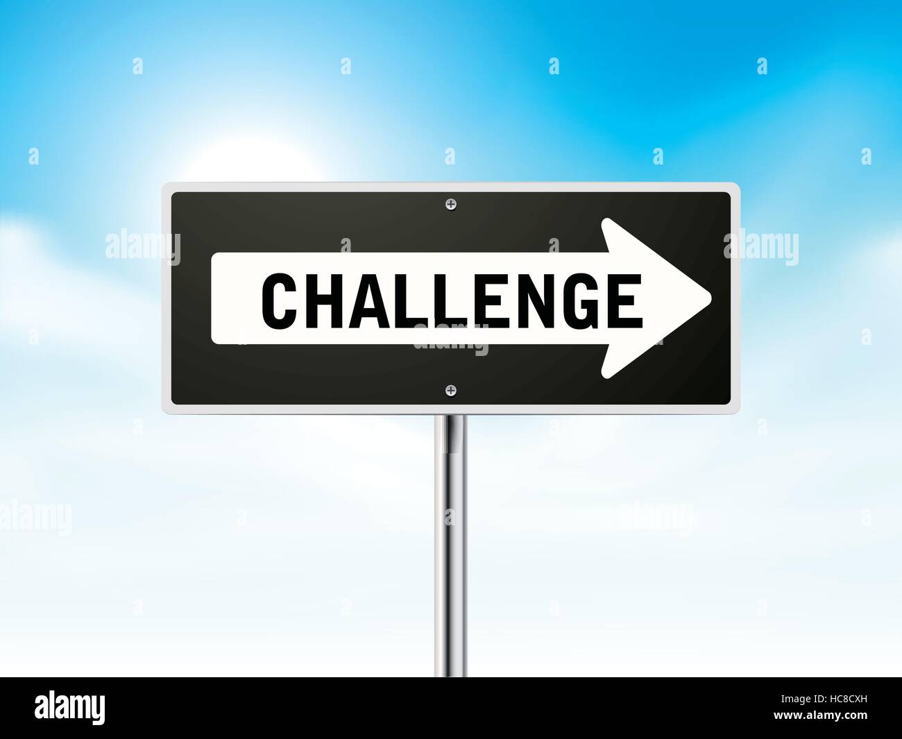 challenge on black road sign isolated over sky Stock Vector Image & Art ...