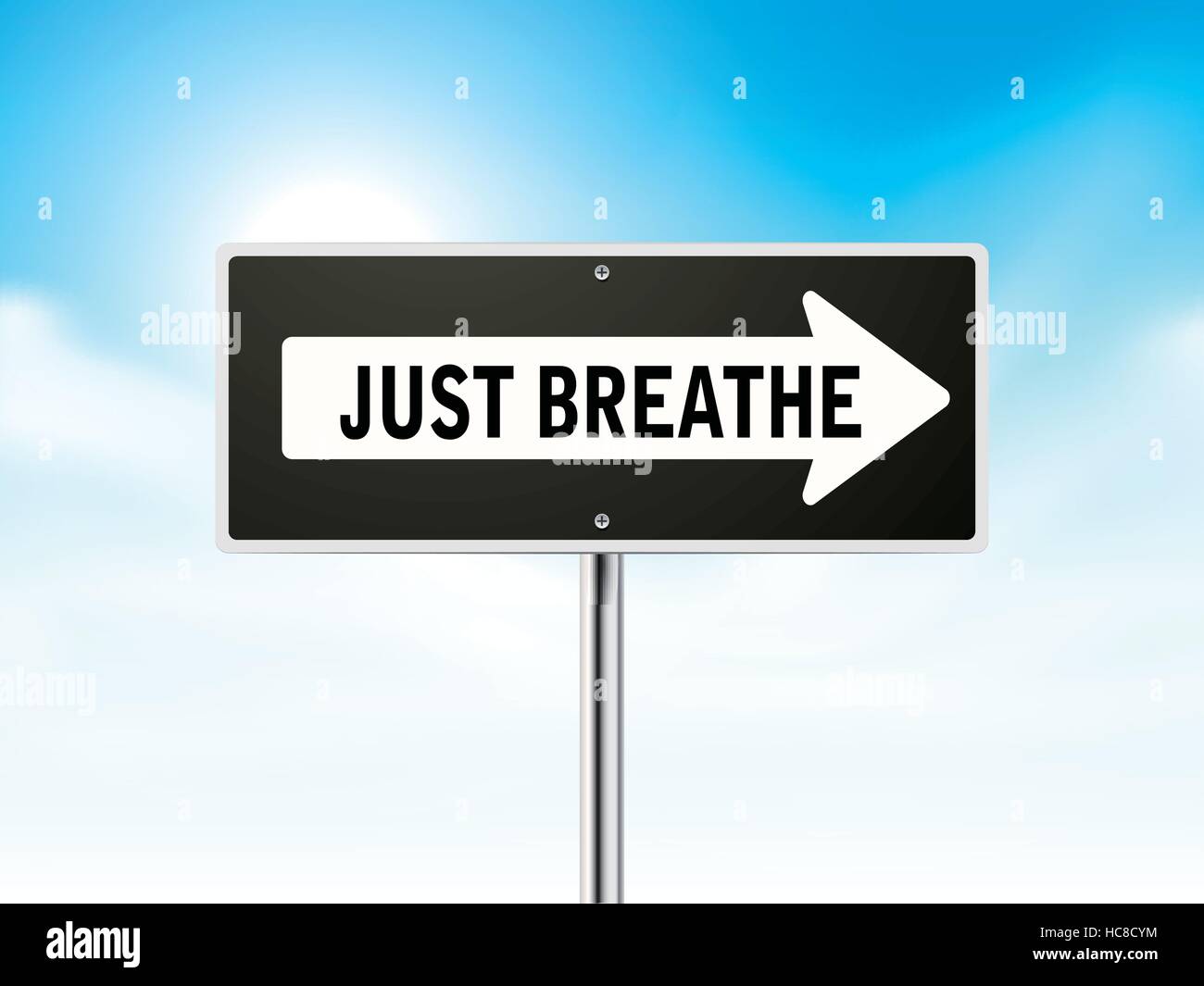 just breathe on black road sign isolated over sky Stock Vector Image ...