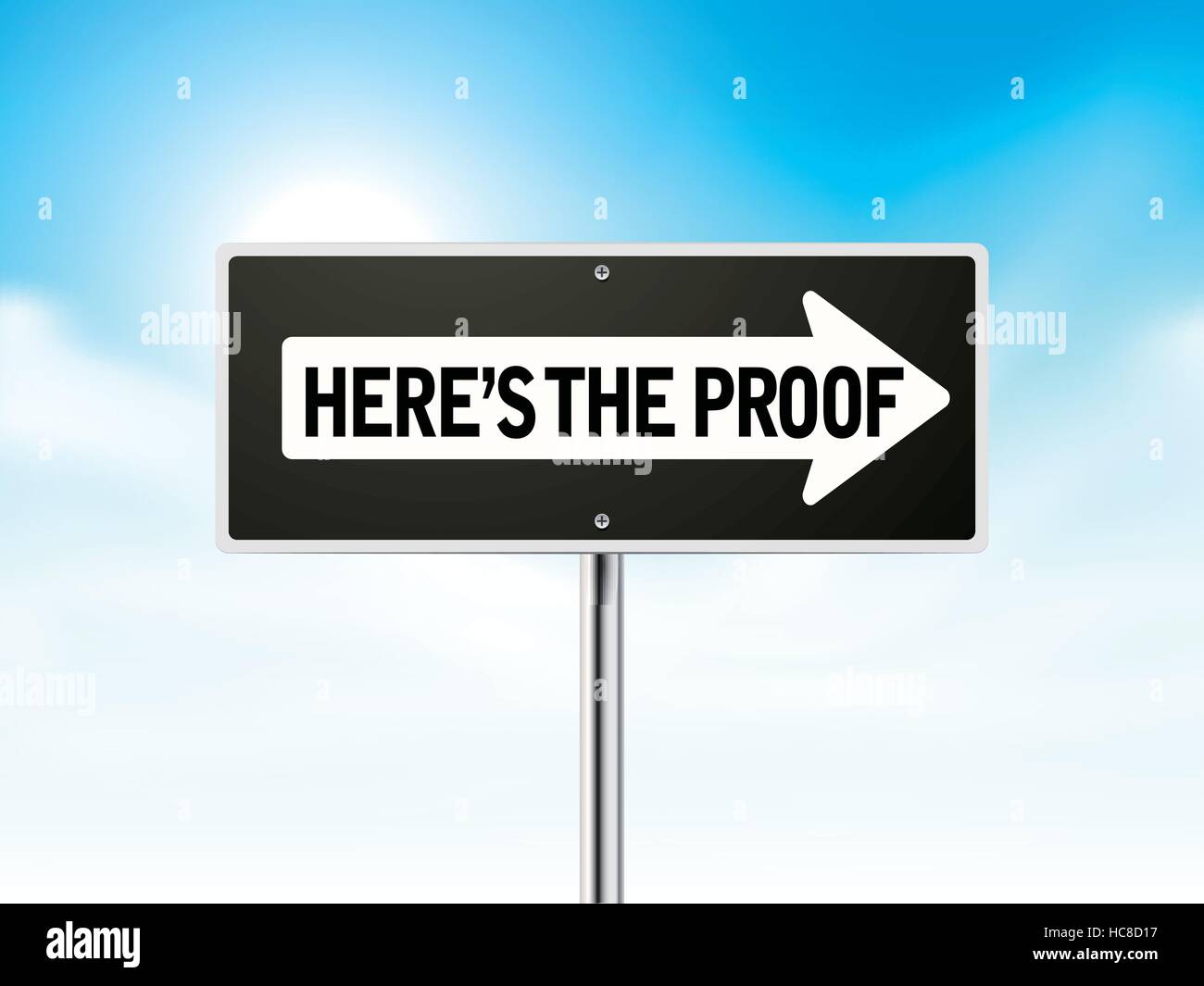 here is the proof on black road sign isolated over sky Stock Vector ...