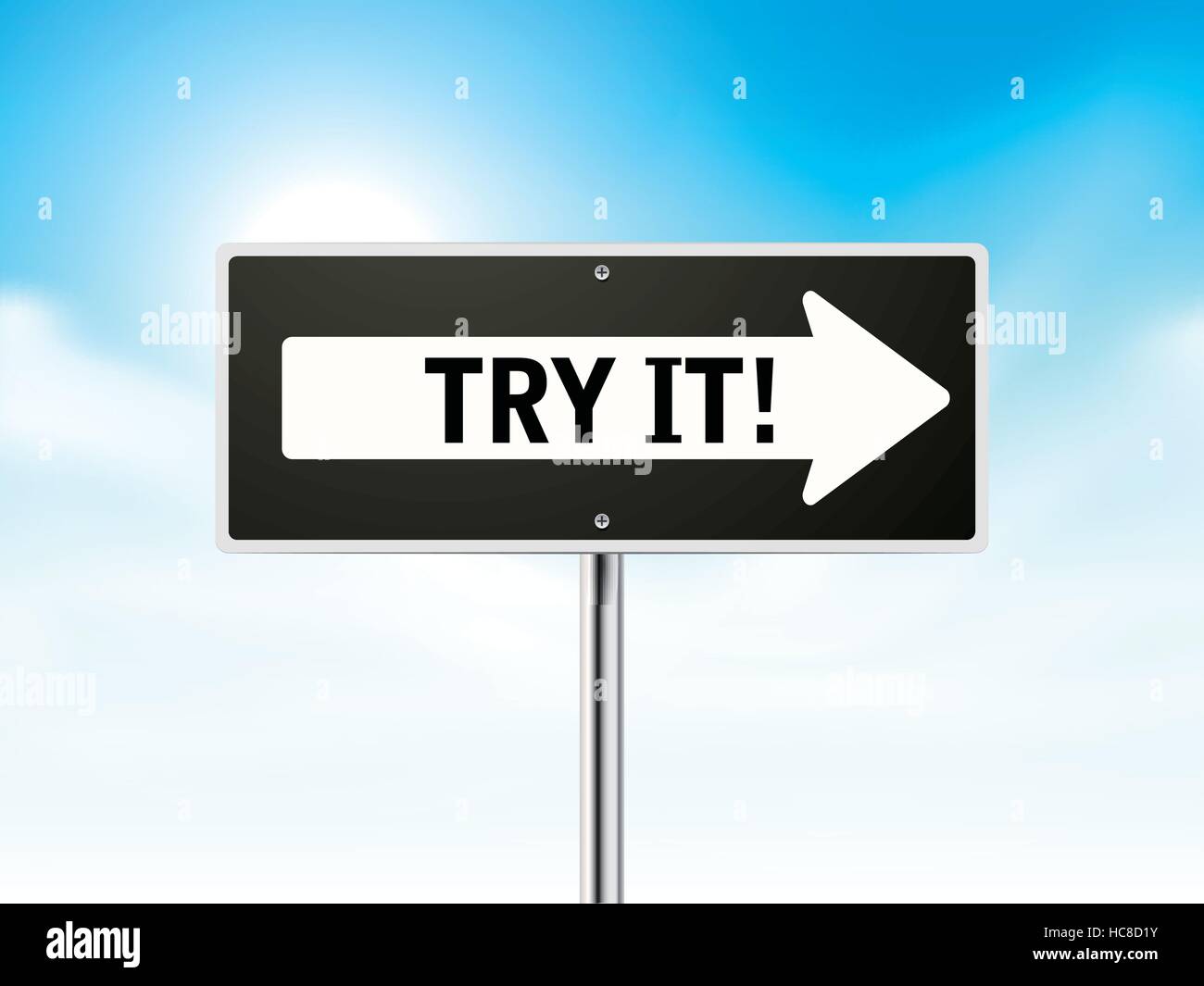 try it on black road sign isolated over sky Stock Vector Image & Art ...