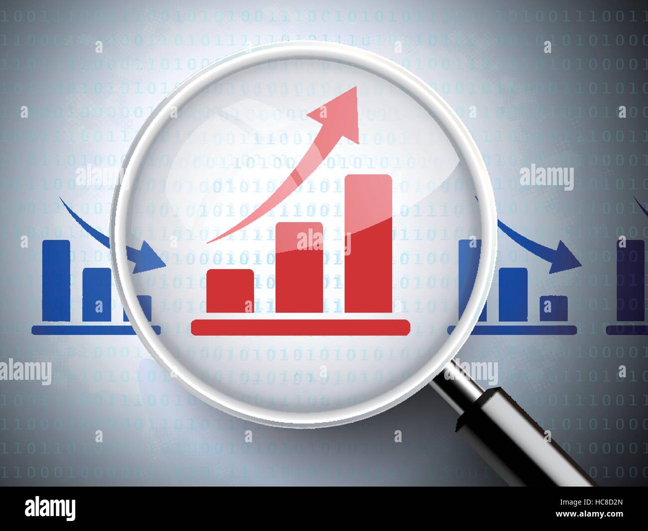 Magnifying glass graph on Stock Vector Images - Alamy