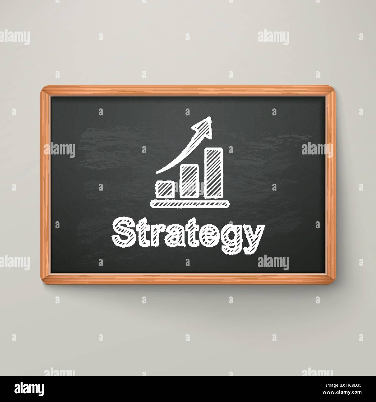 strategy on blackboard in wooden frame isolated over grey Stock Vector ...